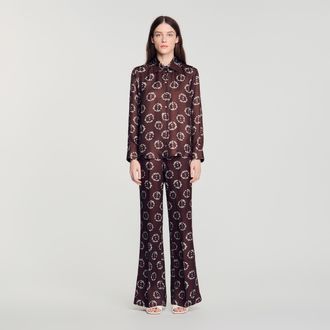 Sandro Chemise en soie &agrave; imprim&eacute; fleuri