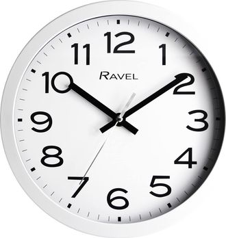 Ravel Moderne 25cm Wanduhr für Büro und Küche - Analog Quarz - RWC.25.4 - Weiß