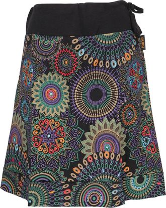 Guru Shop Bestickter Minirock, Boho Chic Rock, Retro Mandala - Schwarz/violett, Damen, Baumwolle, Size:L/XL