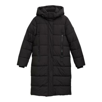 Tom Tailor Langer Daunenmantel mit Kapuze - - Coats - Damen - Schwarzk - XS