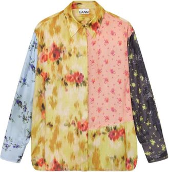 Ganni Femme, Blouses et Chemises, Multicolore, Taille: 40 FR Chemise en soie imprim&eacute;e multicolore