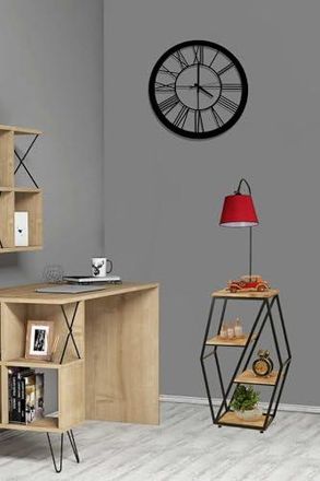 Opviq Modern Floor Lamp with Metal Body & 100% Fir Wood Bookstand, 165 cm Height, Red Color, E27 Socket, Perfect for Home & Office Decor