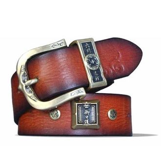 Generic Ceinture western &agrave; motif floral grav&eacute; pour homme, en cuir de vache italien, avec boucle ardillon en cuir gaufr&eacute;, d&eacute;contract&eacute;e, pour jeans