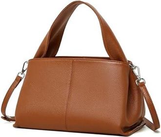 Generic Sacs &agrave; main fourre-tout en cuir de vache v&eacute;ritable pour femmes 2025 de luxe Designer Cloud Hobo Work Ladies Sac &agrave; bandouli&egrave;re, marron, Taille unique