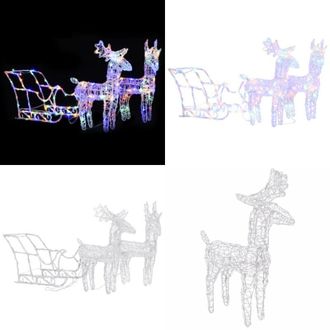 vidaXL Rentiere & Schlitten Weihnachtsdekoration 160 LEDs 130 cm Acryl - Weihnachtsdekoration - LED-Beleuchtung - Rentierfigur - Winterdeko