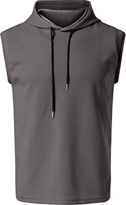 Generic Sweat &agrave; capuche simple sans manches pour homme - Chemises sans manches d&eacute;contract&eacute;es pour la course &agrave; pied, les sports de course &agrave; pied, les sweats &agrave; 