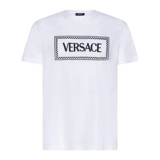 Versace Logo Print Baumwoll T-shirts und Polos - - Tops - Herren - Wei&szlig; - XL