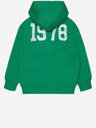 Diesel Boys Cotton Hoodie With Logo Green Cotton; Rib: Hoods & Sweatshirts
