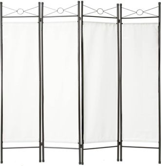TecTake Paravent 4-teilig, Raumteiler Trennwand freistehend aus Metall und Stoff, spanische Wand 180 x 160 cm, als Umkleidekabine, Room Divider, Paravent inne