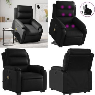 vidaXL Massagesessel mit Aufstehhilfe Schwarz Kunstleder - Massage Sessel - Elektrischer Liftstuhl - Relaxsessel - Fernsehsessel - Bequeme Lounge Sessel