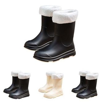 Generic Wellington Bottes de pluie mi-mollet antid&eacute;rapantes et imperm&eacute;ables avec doublure en peluche, amovibles et lavables pour la p&ecirc;che, le jardinage, gris 