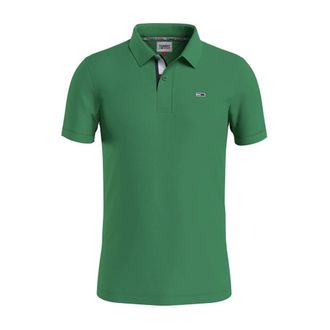 Tommy Jeans Gr&uuml;nes Baumwoll-Polohemd Slim Fit - - Tops - Herren - Gr&uuml;n - L