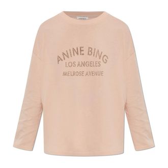 Anine Bing Femme, Tops, Rose, Taille: 36 FR Ivan Long Sleeve Melrose Stencil