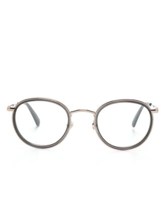 Moncler lunettes de vue ovales à logo gravé - Noir