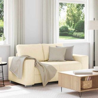 vidaXL Zweisitzer-Sofa Creme 120 cm Cordstoff Vidaxl