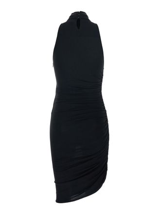 Jacquemus Womens Black Dress With High Neck And Ruffle Details Viscose