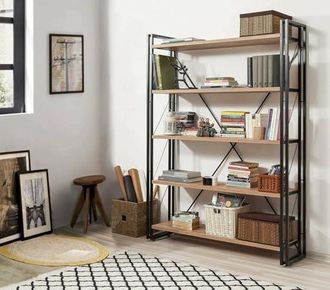 Dmora Regal Sol 130x35x180h cm Braun 5 Böden, Bibliothek