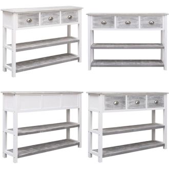 vidaXL Sideboard Antik-Grau 108x30x76 cm Massivholz Paulownia - Holzm&ouml;bel - Sideboard - Wohnzimmertisch - Kommode - Vintage Stil - Home & Living