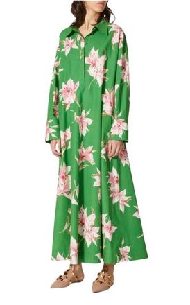Valentino Garavani Valentino Green Floral Lilium Shirt Dress Size S