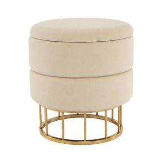 Paris Prix Paris Prix - Pouf & Coffre de Rangement Z&eacute;ro 41cm Ivoire