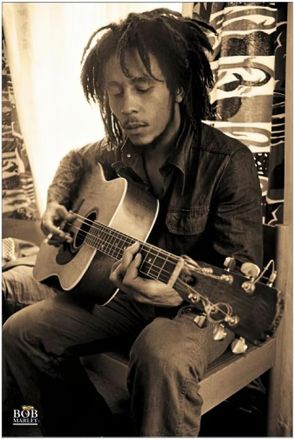 1art1 Bob Marley Poster Sepia, Gitarre Plakat | Bild 91x61 cm