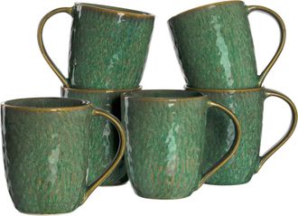 Leonardo 018543 MATERA 6er Set Becher, Keramik, grün