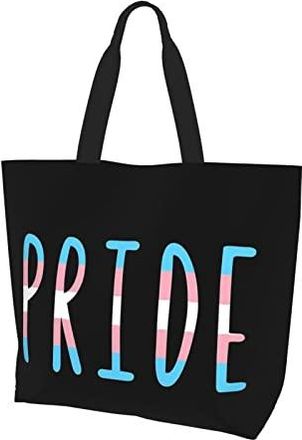 AOOEDM Transgender Pride Ladies Canvas Tote Sac &agrave; provisions r&eacute;utilisable