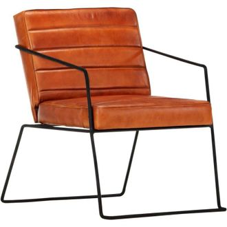 vidaXL Sessel Hellbraun Echtleder vidaXL