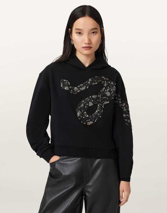 AllSaints Alenka - Sweat &agrave; capuche ornement&eacute; - Noir