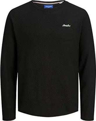 Jack & Jones Pull Jortons Knit Crew Neck Detail Sn pour homme, noir/blanc/menthe, L