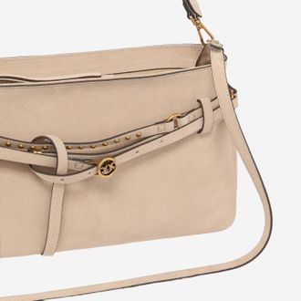 Pinko Womens Shoulder Bag Suede Beige