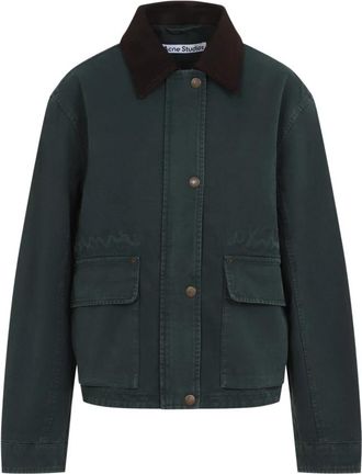 Acne Studios Gewaschene Canvas Jacke - - Jackets - Damen - Gr&uuml;n - XS