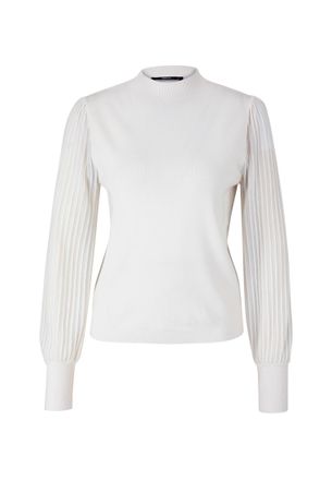 Zero Damen Strickpullover mit transparenten &Auml;rmeln 40, Offwhite