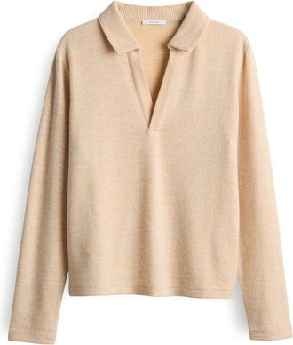 OPUS Damen Langarmshirt | SOPIFA Regular Jerseyshirt mit Polokragen Macadamia, 42