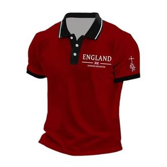 Generic Polo classique &agrave; manches courtes pour homme avec drapeau britannique, confortable, respirant, m&eacute;lange de tricot, chemise boutonn&eacute;e d&eacute;contract&eacute;e pour l