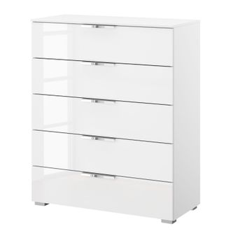Skøp home24 Kommode x5 80cm Weiß/Hochglanz Weiß/Alpinweiß Chrom