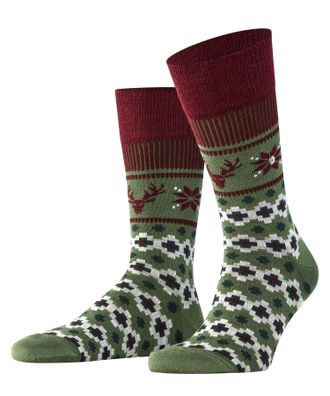 Burlington Herren Socken Fair Isle Joy M So Wolle gemustert 1 Paar, Gr&uuml;n Asparagus 7045, 40-46