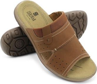 Zerimar Sandales en Cuir pour Homme - Semelle antid&eacute;rapante - Confortables et Pratiques - Couleur Camel - Pointure 46