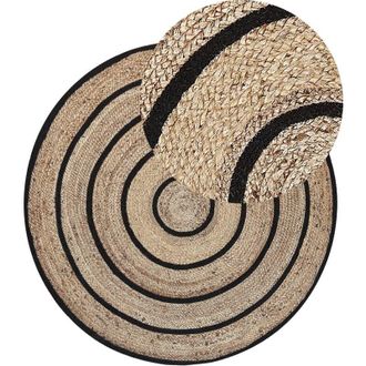Beliani Teppich BUKSE Beige &oslash; 140 cm Jute