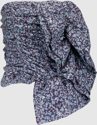 Rotate Top Cropped Ruffle Vibrant Floral Outline