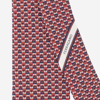Ferragamo Mens Silk Tie With Geometric Pattern Ties & Bow