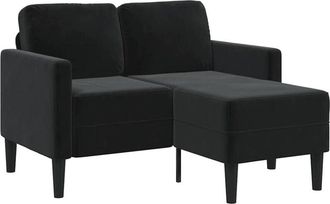 vidaXL 2-Sitzer-Sofa mit Chaiselongue L-Form Schwarz 125 cm Samt - Vidaxl