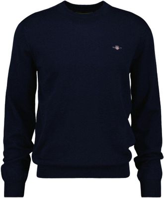 GANT Rundhalspullover CTN/WO C-NECK mit Logostickerei