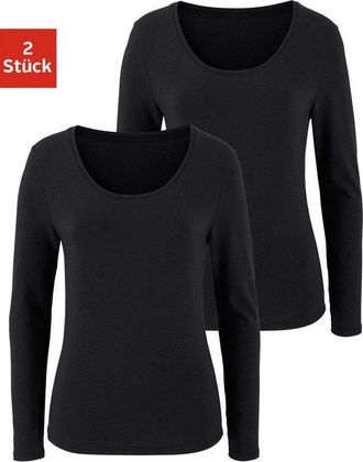 Vivance Langarmshirt aus elastischer Baumwoll-Qualität (2er-Pack)