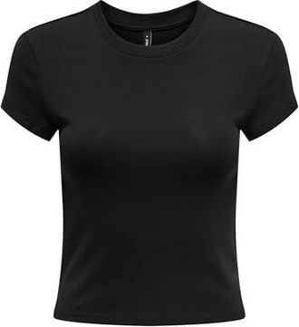 Only Onlelina S/S O-Neck Short Top JRS T-Shirt, Noir, XL Femme