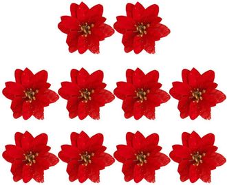 Pretyzoom Christmas Poinsettia Weihnachtsblume K&uuml;nstliche Weihnachtsstern Weihnachtsschmuck Christbaumschmuck f&uuml;r DIY Basteln Weihnachtsbaum Weihnachtskranz Dek