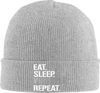 Generic Bonnet Tricot&eacute; Manger-Dormir-Lutter-Recommencer-Cool-Lutter Thermique Bonnets Doux Bonnet pour lescalade Shopping Randonn&eacute;e