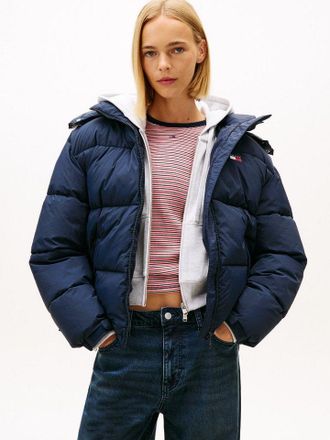 Tommy Jeans Steppjacke TJW OVS HOODED FLAG PUFFER EXT