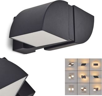 HOFSTEIN LED Außenwandleuchte Kontenga, Wandlampe aus Metall/Kunststoff in Anthrazit/Weiß, Wandleuchte m. verstellbaren Strahlern u. Lichteffekt für den Eingan
