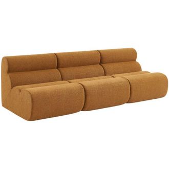 Sweeek 3er-Set modulare Lounge-Sessel mit strukturiertem Boucl&eacute;-Bezug, Strukturiertes Boucl&eacute;, Senfgelb